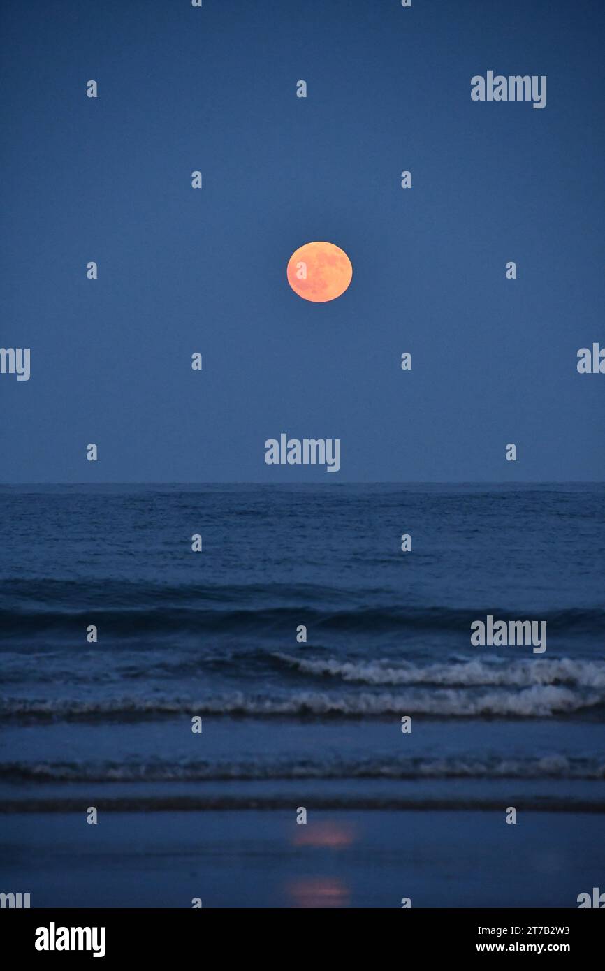 Full Moon, Clonea Beach, Clonea, County Waterford, Ireland Stock Photo ...