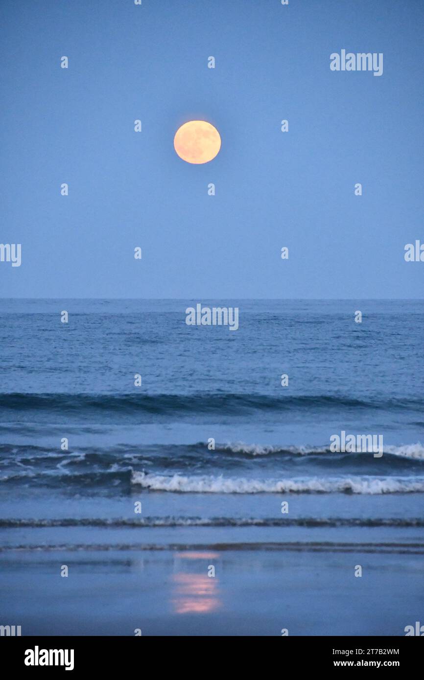 Full Moon, Clonea Beach, Clonea, County Waterford, Ireland Stock Photo ...