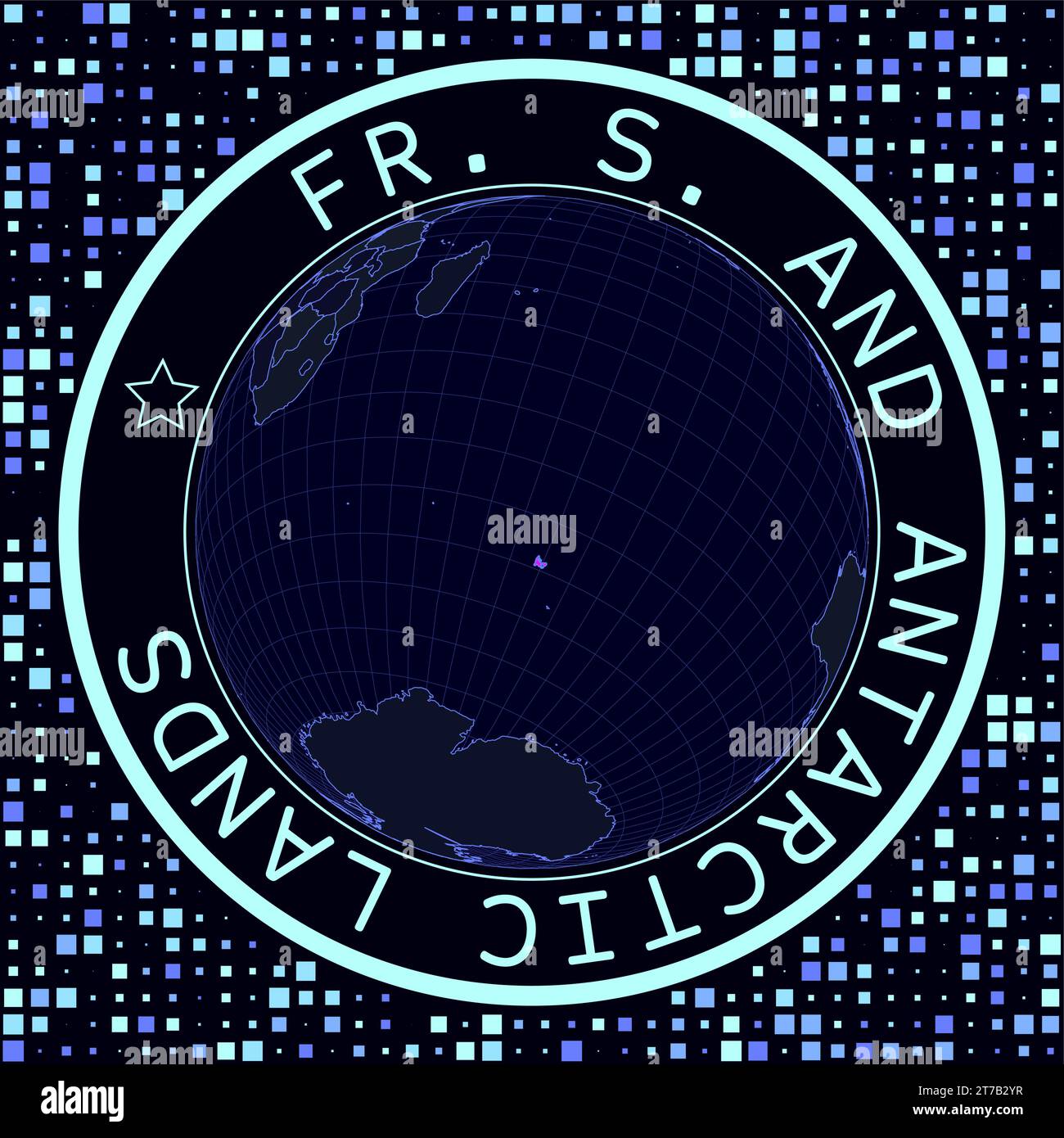 TAAF on globe vector. Futuristic satellite view of the world centered ...