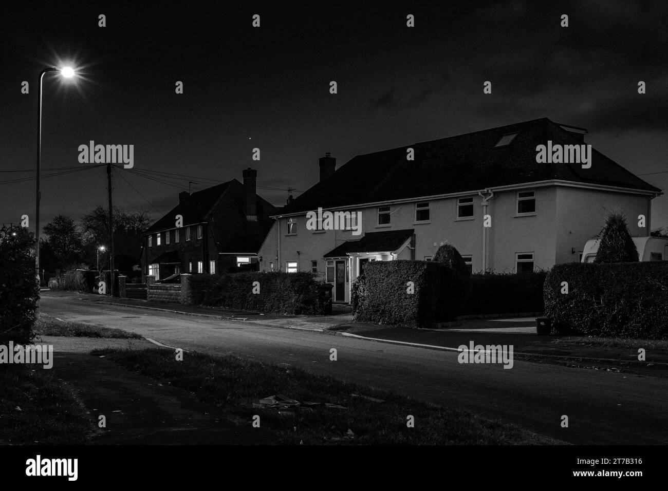 Empty street night housing Black and White Stock Photos & Images - Alamy