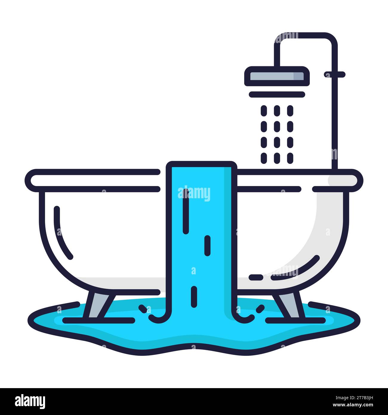 Plumbing service color icon, bathroom water problems and pipes leakage ...