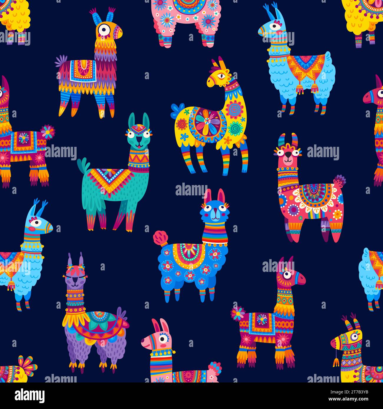 Cartoon llama and alpaca characters seamless pattern. Wrapping paper ...