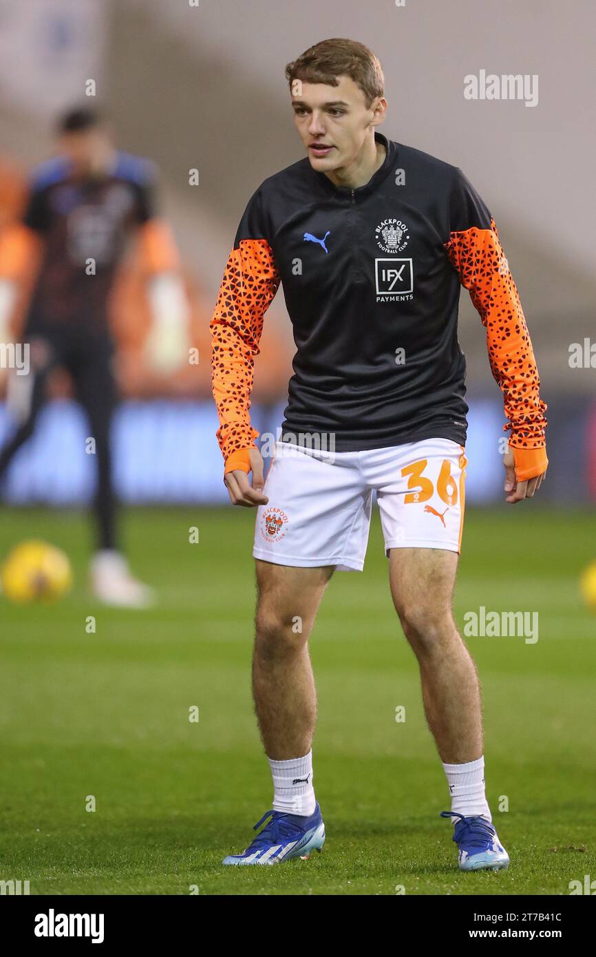 Blackpool, UK. 14th Nov, 2023. Josh Miles #36 of Blackpool during the ...