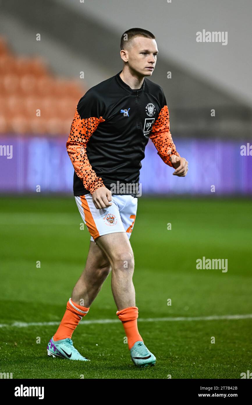 Andy Lyons #24 of Blackpool during the pre-game warmup ahead of the ...