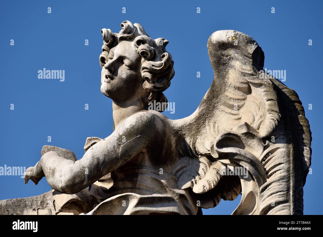 Italy, Rome, angel statue on Sant'Angelo bridge, angel with the ...