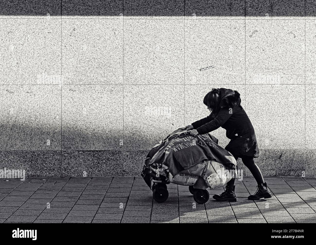 Homeless woman trolley poverty hi-res stock photography and images - Alamy