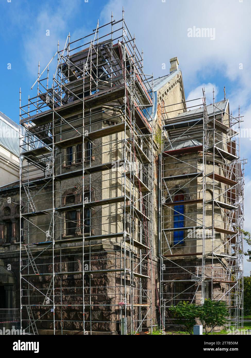 Repair of the facade and roof of an old Lutheran stone church using ...