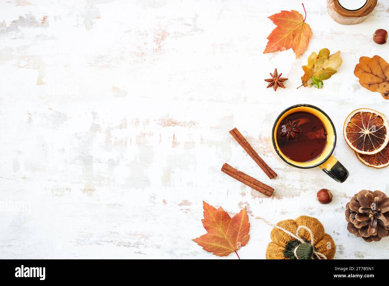 Fall background. Cozy autumn on white Stock Photo - Alamy