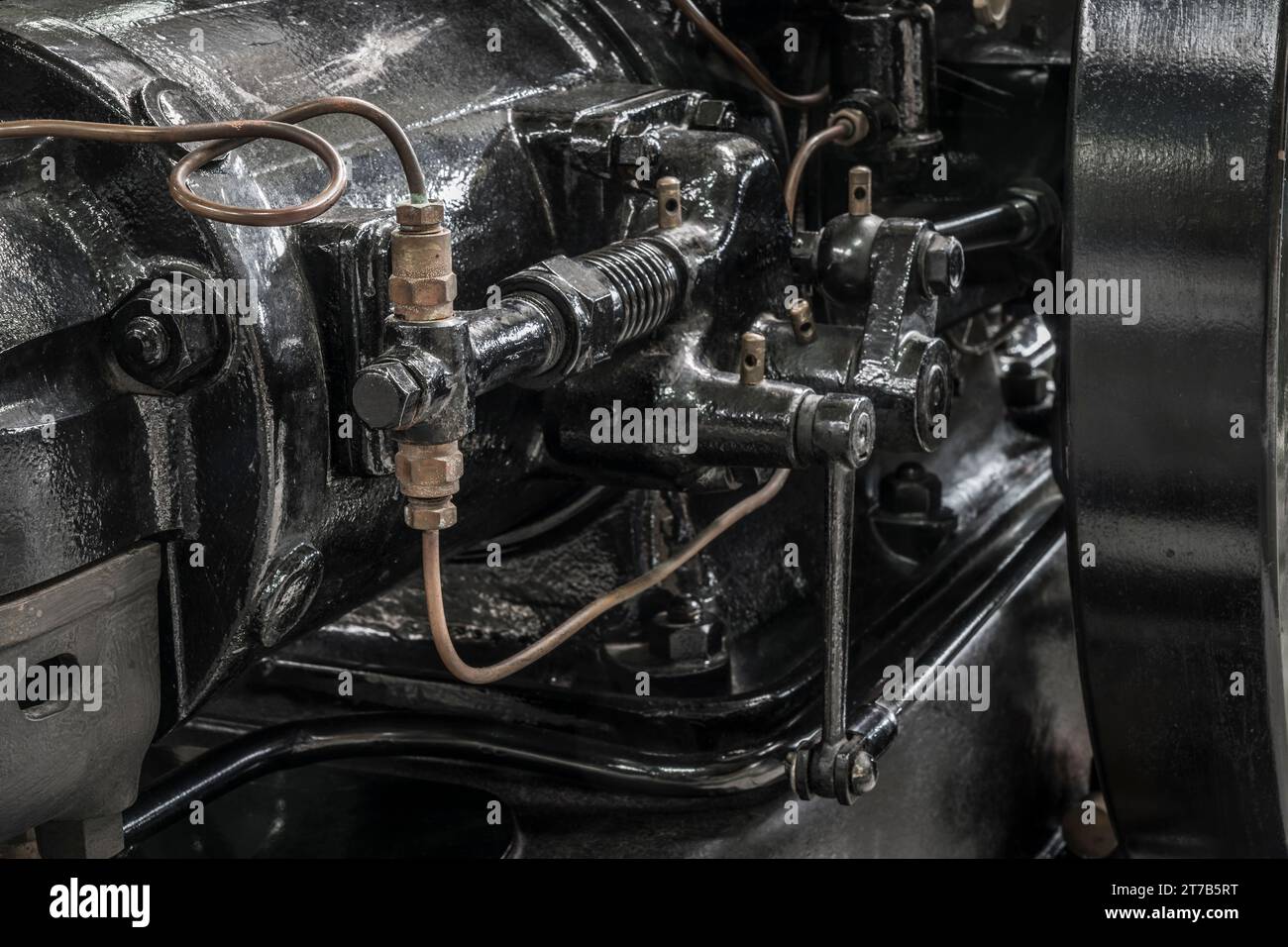 Detail of a historic diesel engine Stock Photo - Alamy