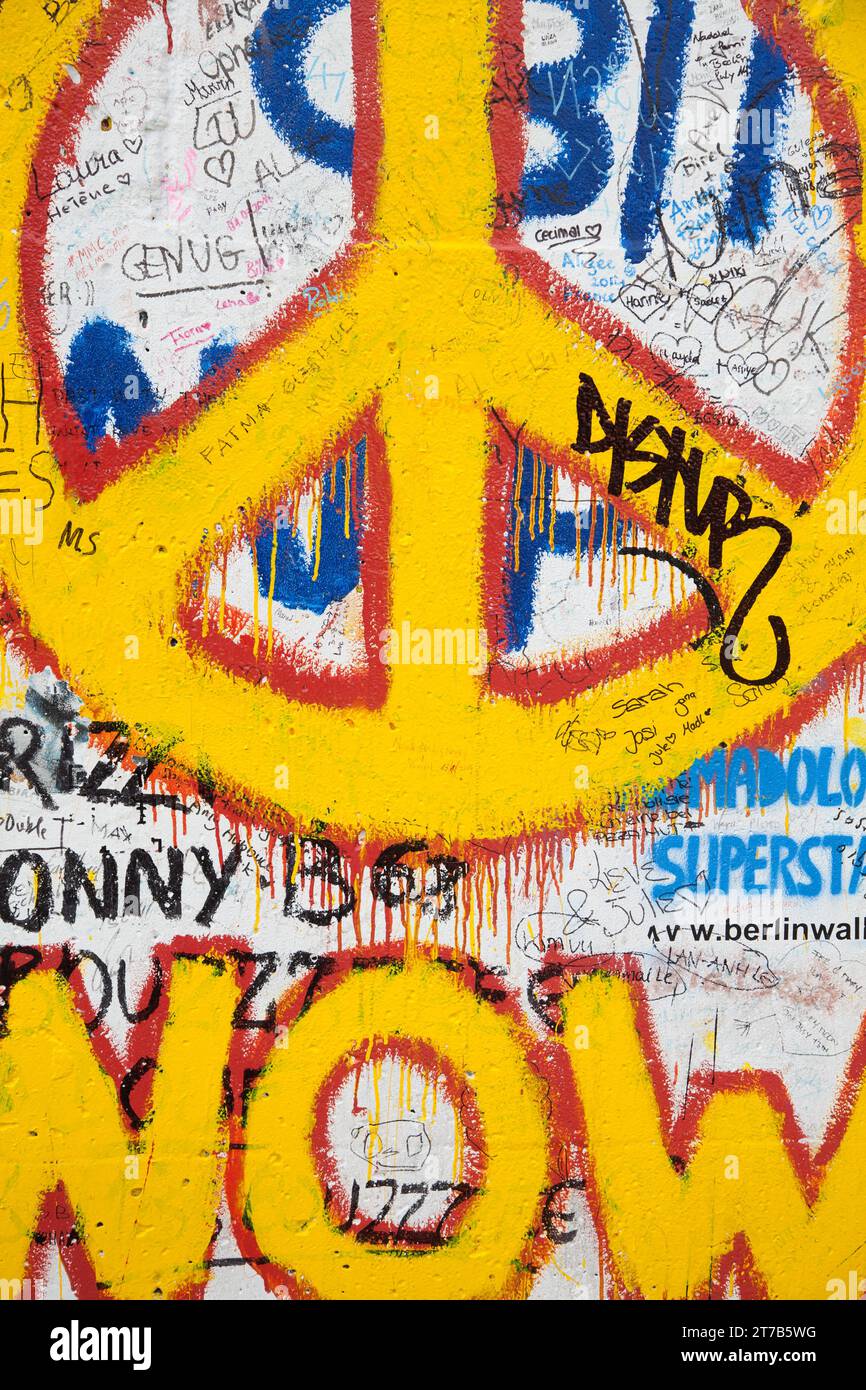 Peace sign on the Berlin Wall exhibition at the postdammer plaz in 2014 ...