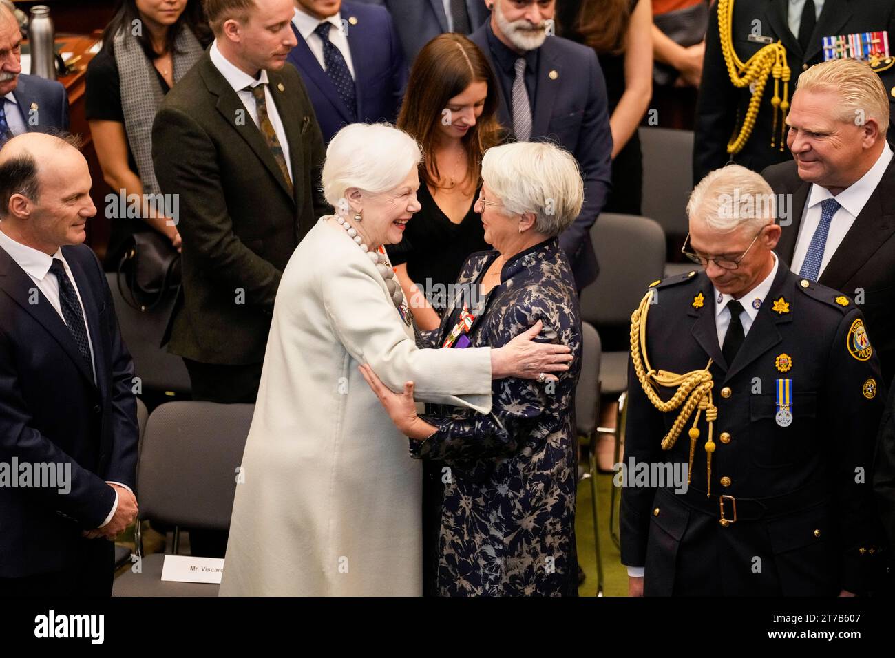 Toronto, Canada. 14th Nov, 2023. Edith Dumont greets her predecessor ...