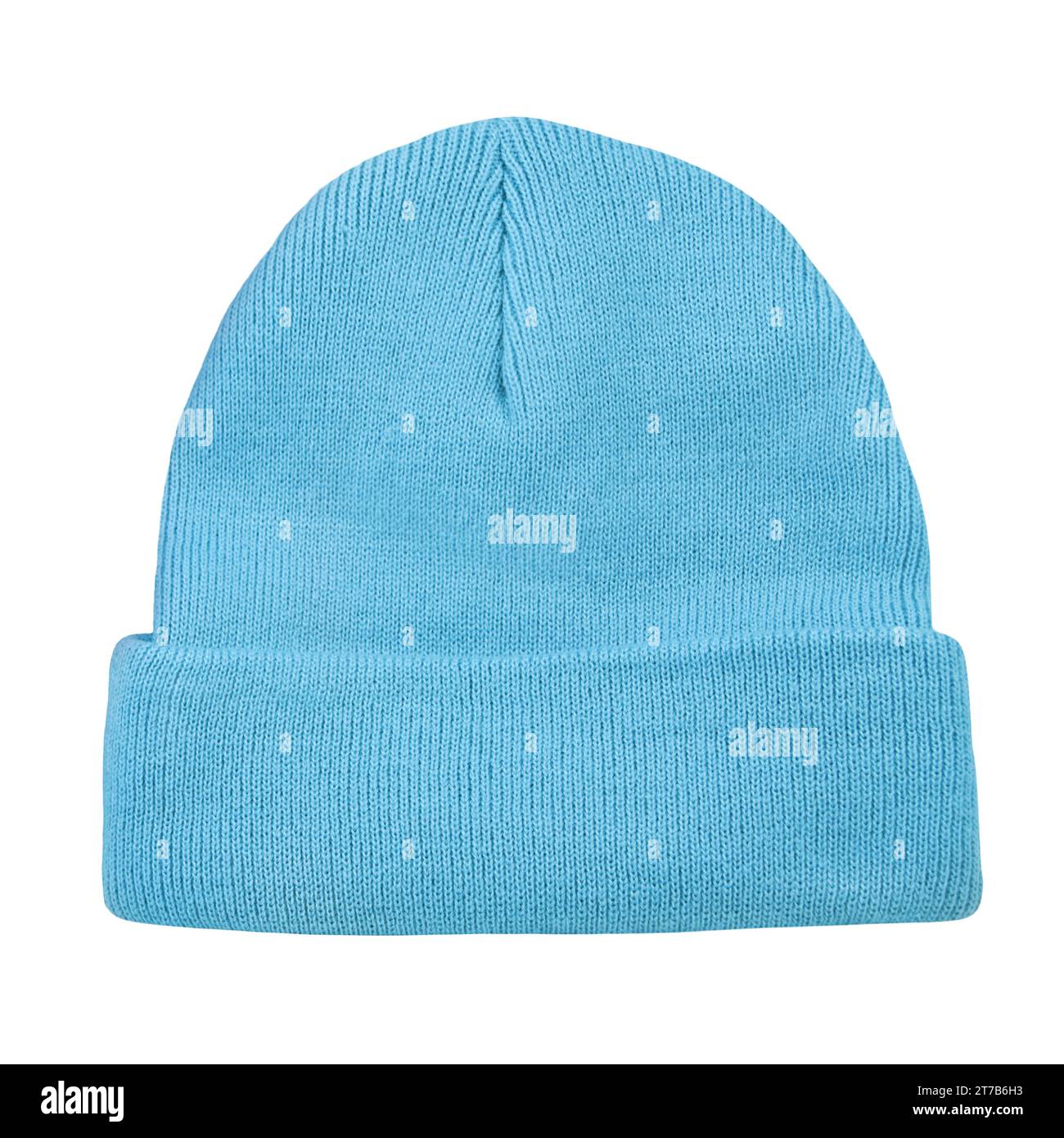 1 Blue woolen cap isolated isolated on white background Stock Photo - Alamy