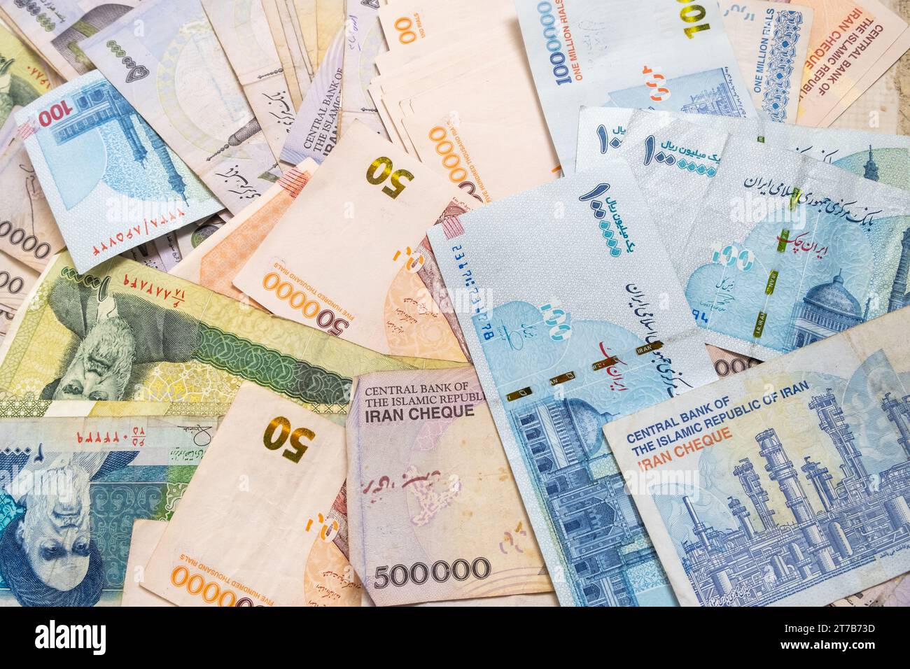 Background from different Iranian Rial or IRR banknotes from Iran Stock ...