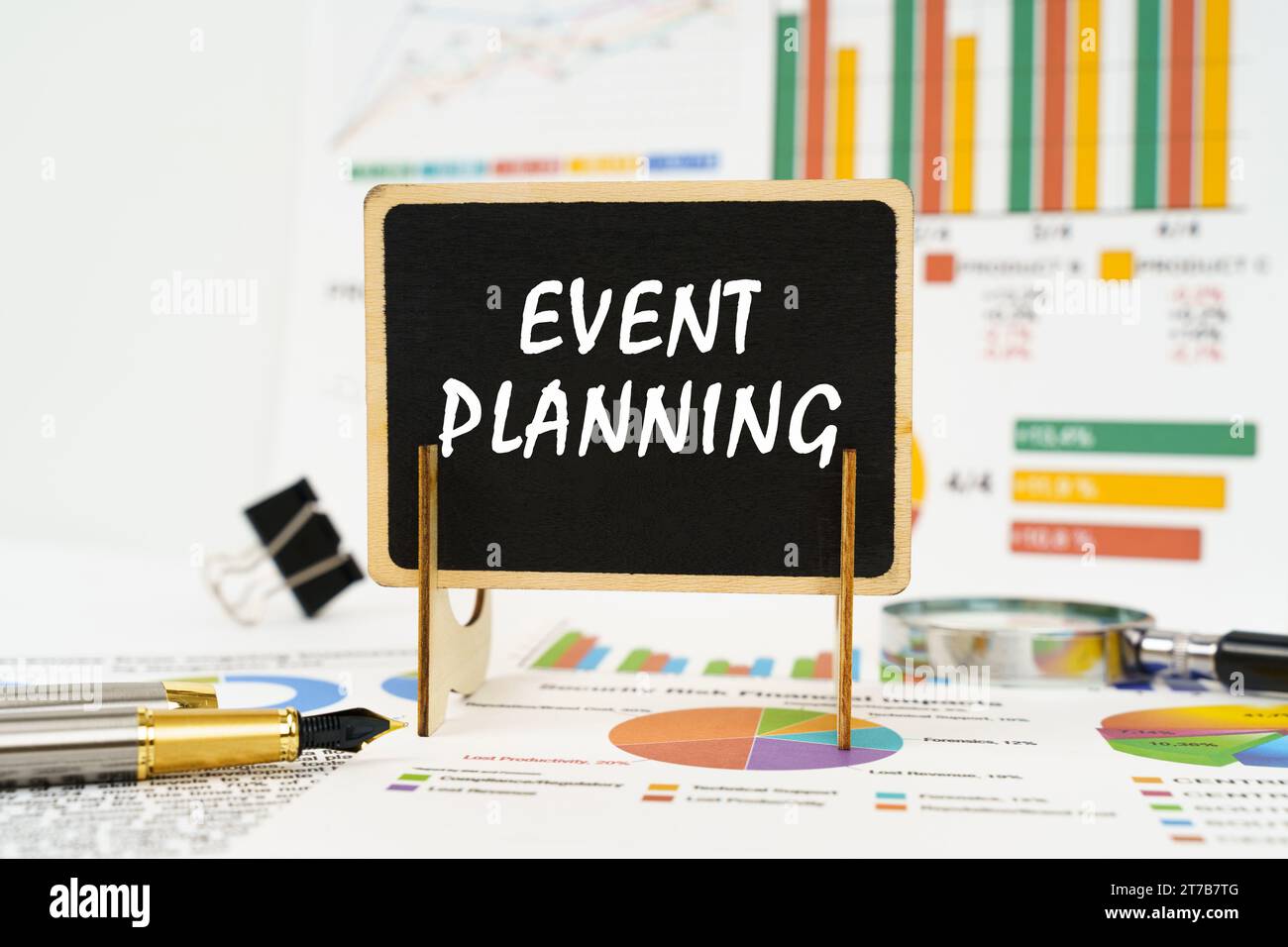 Business concept. Against the background of business graphs, a board ...