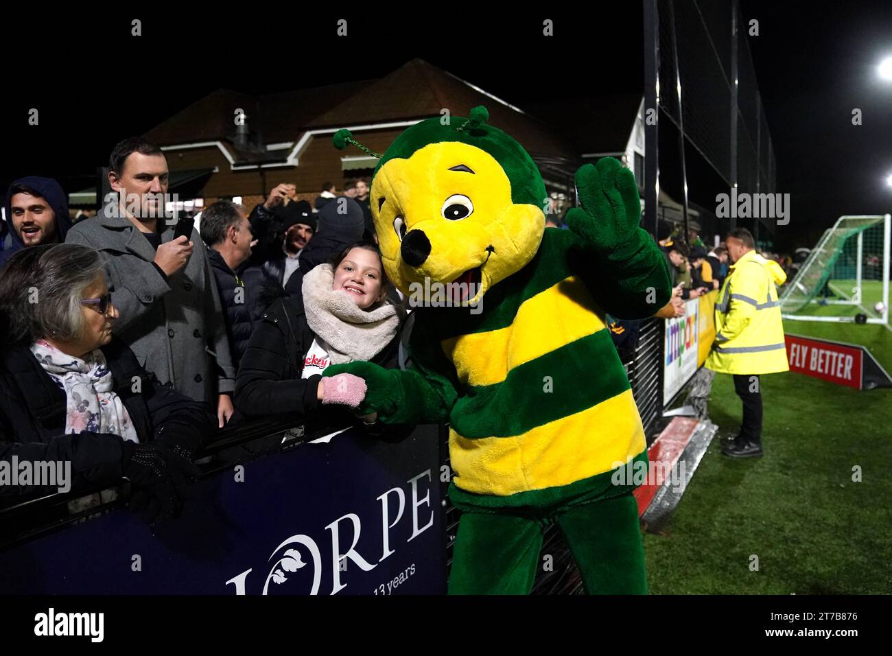 Howie the Hornet, mascot of Horsham Football Club, poses for ...