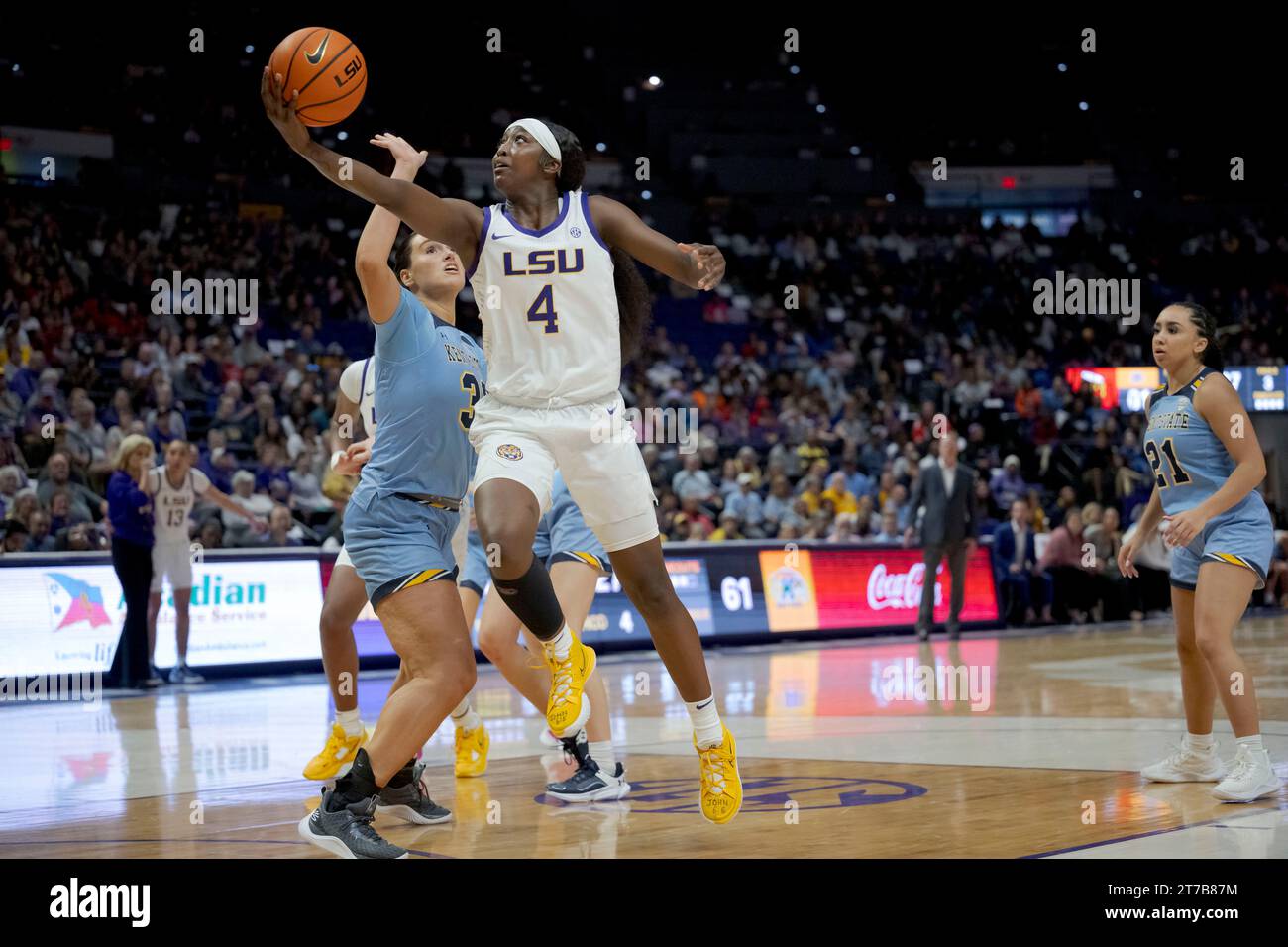 LSU guard Flau'jae Johnson (4) shoots over Kent State center Mikala ...