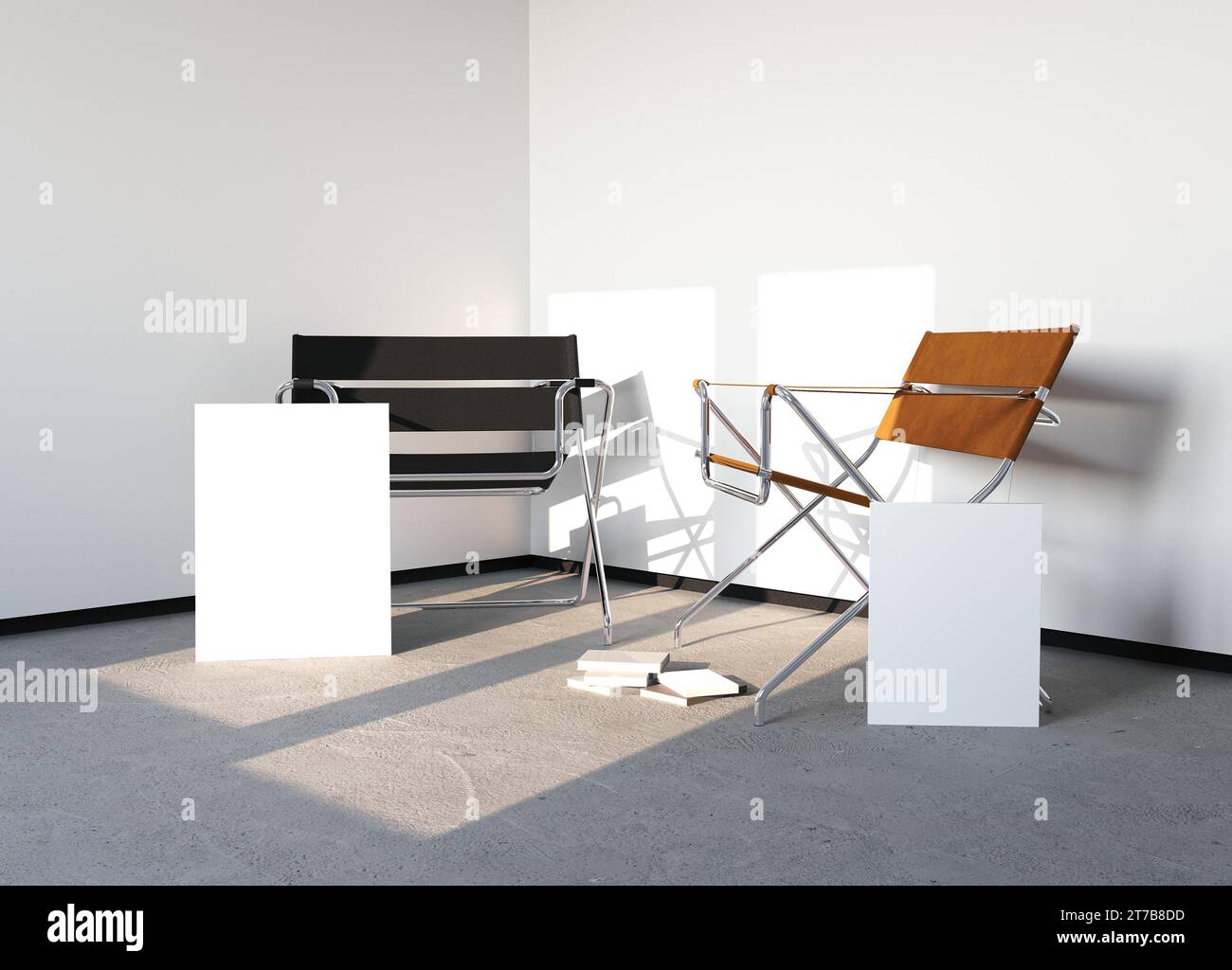 This image features an office space with two chairs, one of which is ...