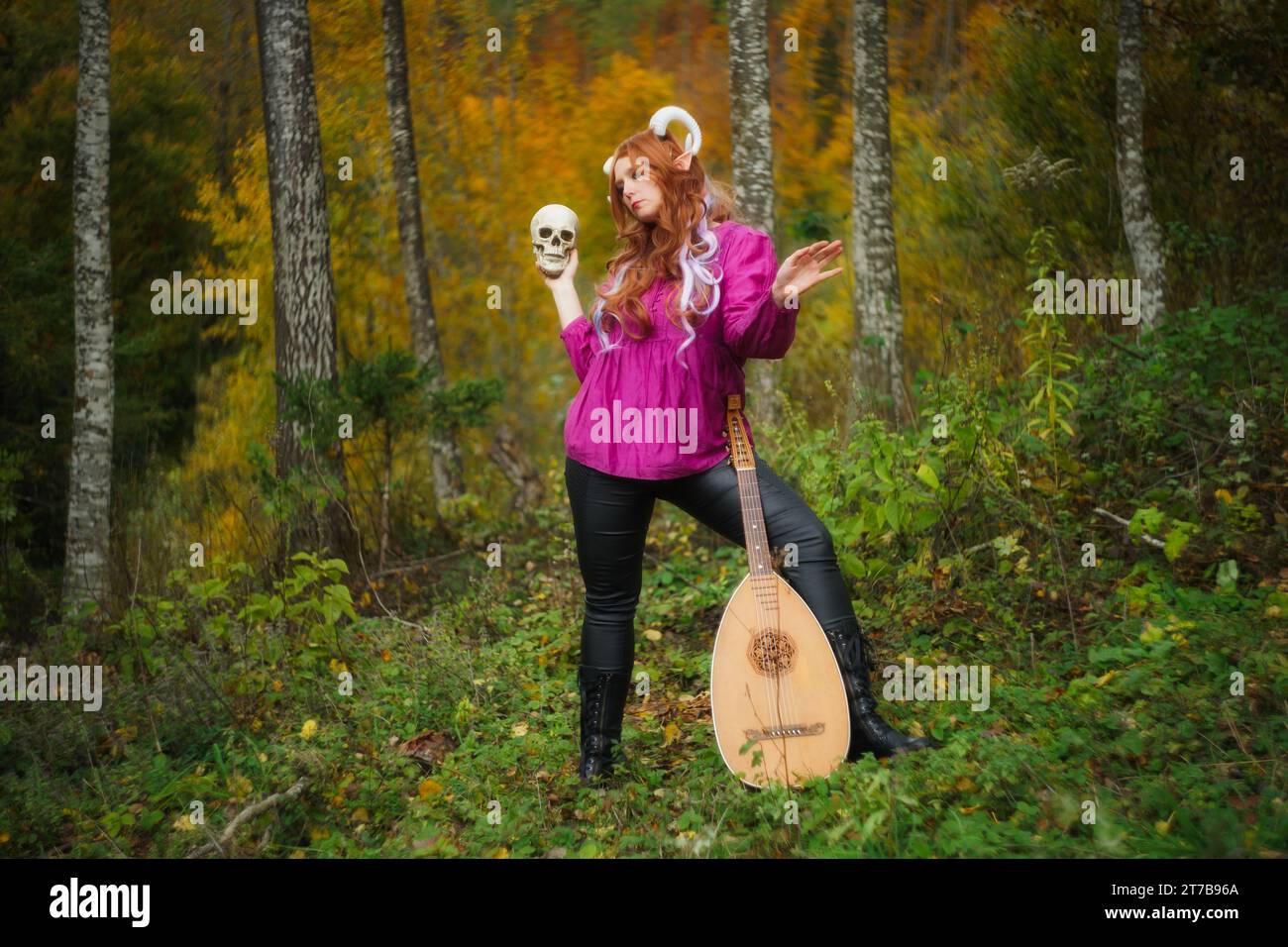 Full-body portrait of a thoughtful female Tiefling from Dungeons ...