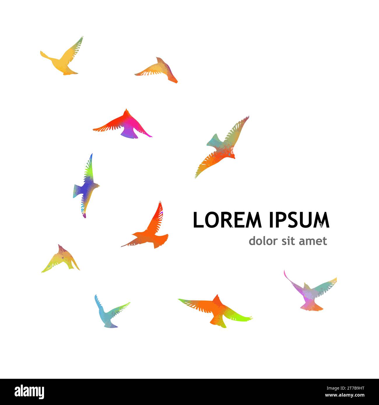 A flock of colored birds. Not AI, Vector illustration Stock Vector ...