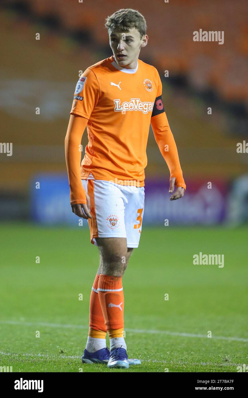 Blackpool, UK. 14th Nov, 2023. Josh Miles #36 of Blackpool during the ...
