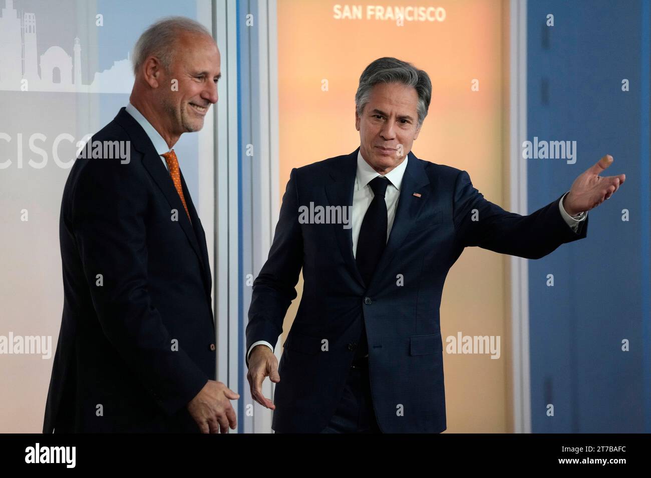 U.S. Secretary of State Antony Blinken, right, greets Peru Foreign ...