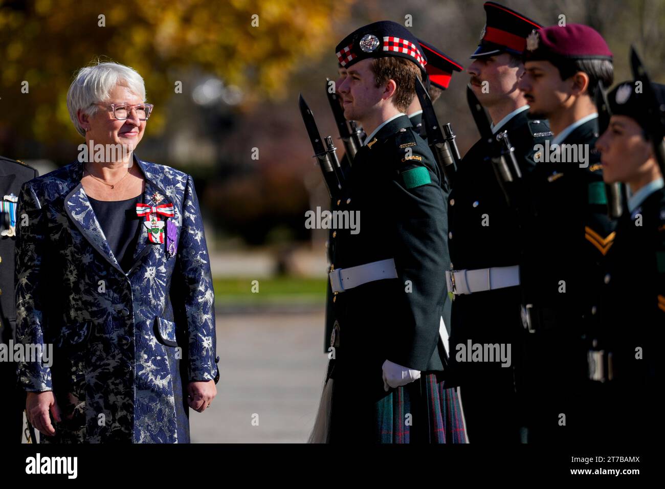 Toronto, Canada. 14th Nov, 2023. Edith Dumont inspects an honour guard ...