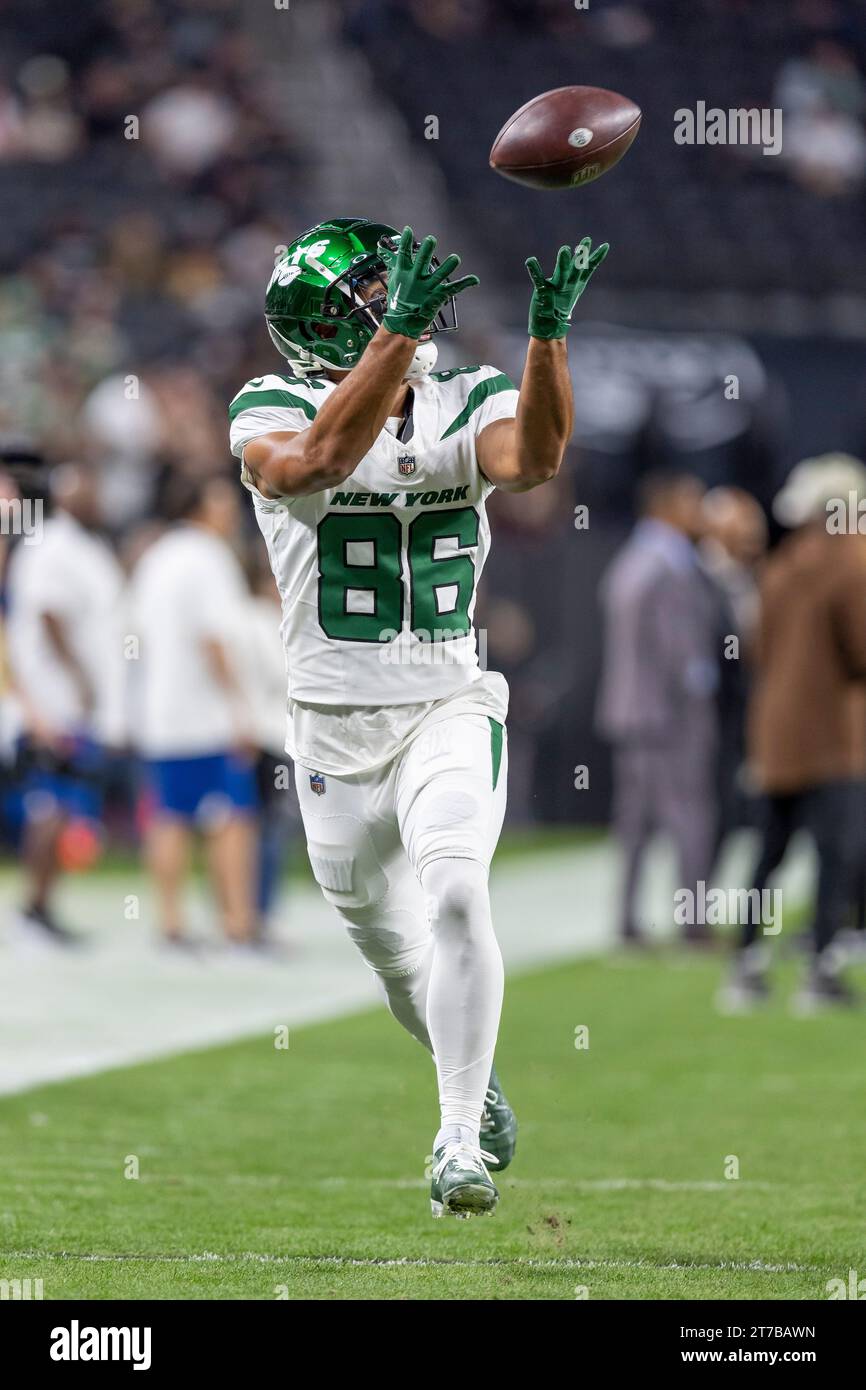 New York Jets wide receiver Malik Taylor (86) warms up before playing ...