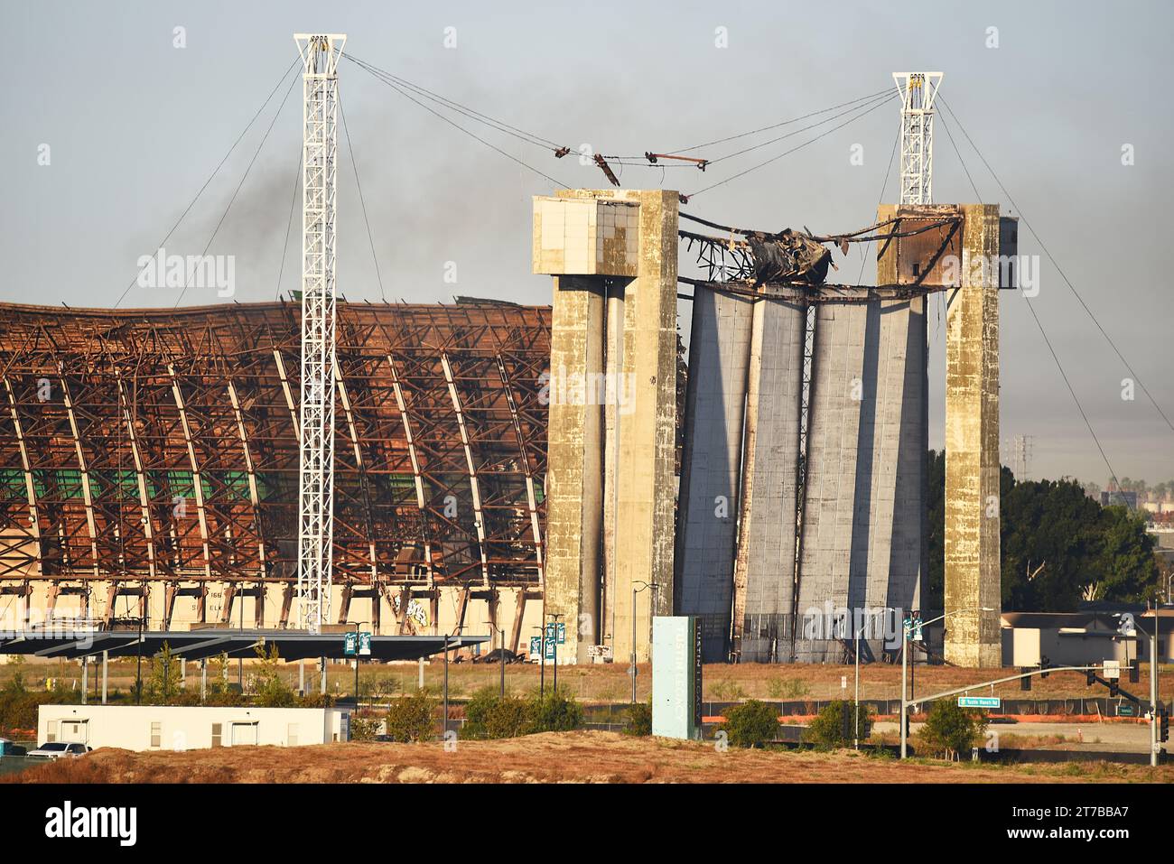 TUSTIN, CALIFORNIA - 13 NOV 2023: The Tustin MCAS Blimp Hangar Fire ... TUSTIN, CALIFORNIA - 13 NOV 2023: The Tustin MCAS Blimp Hangar Fire ...