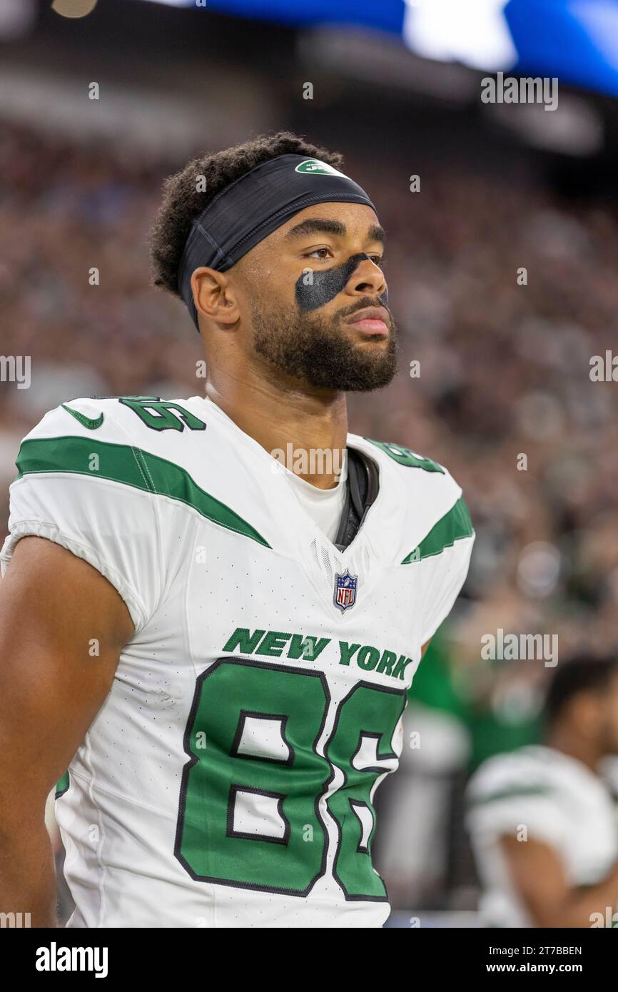 New York Jets wide receiver Malik Taylor (86) stands for the National ...