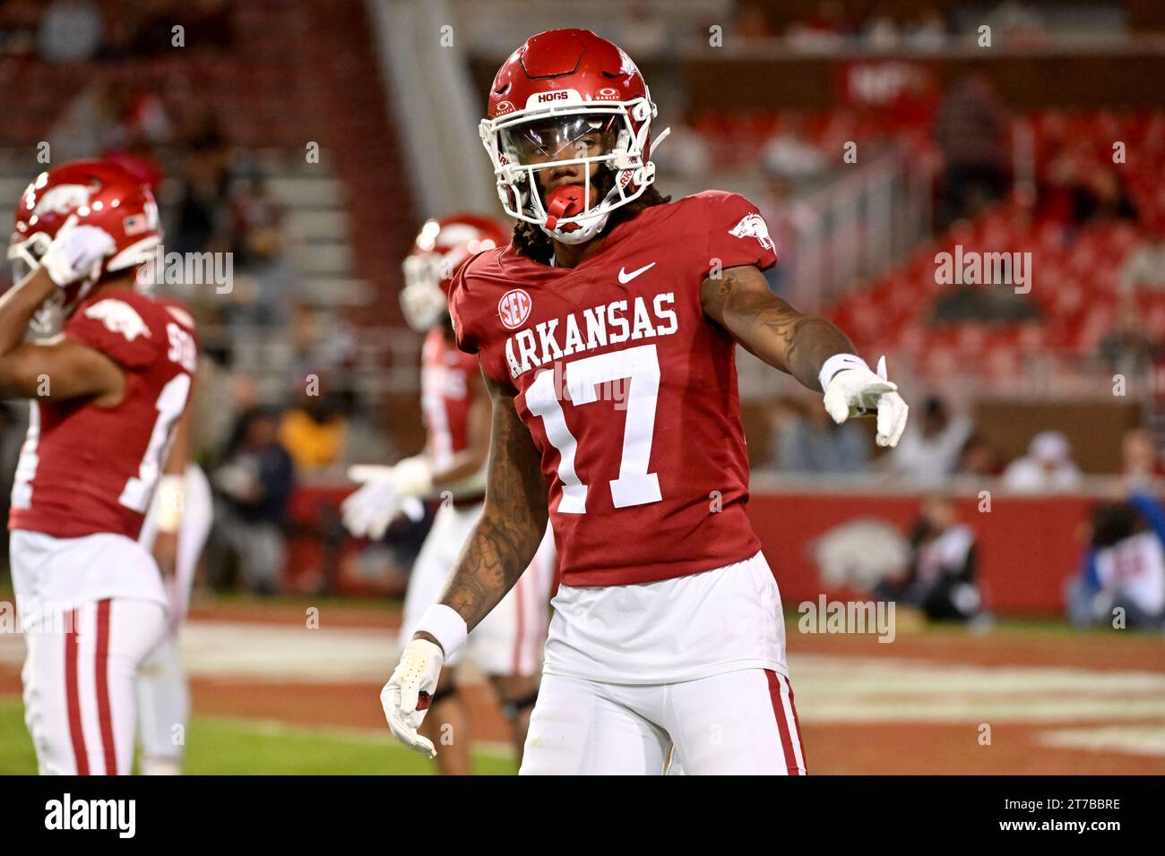 Arkansas wide receiver Tyrone Broden (17) against Auburn during an NCAA ...