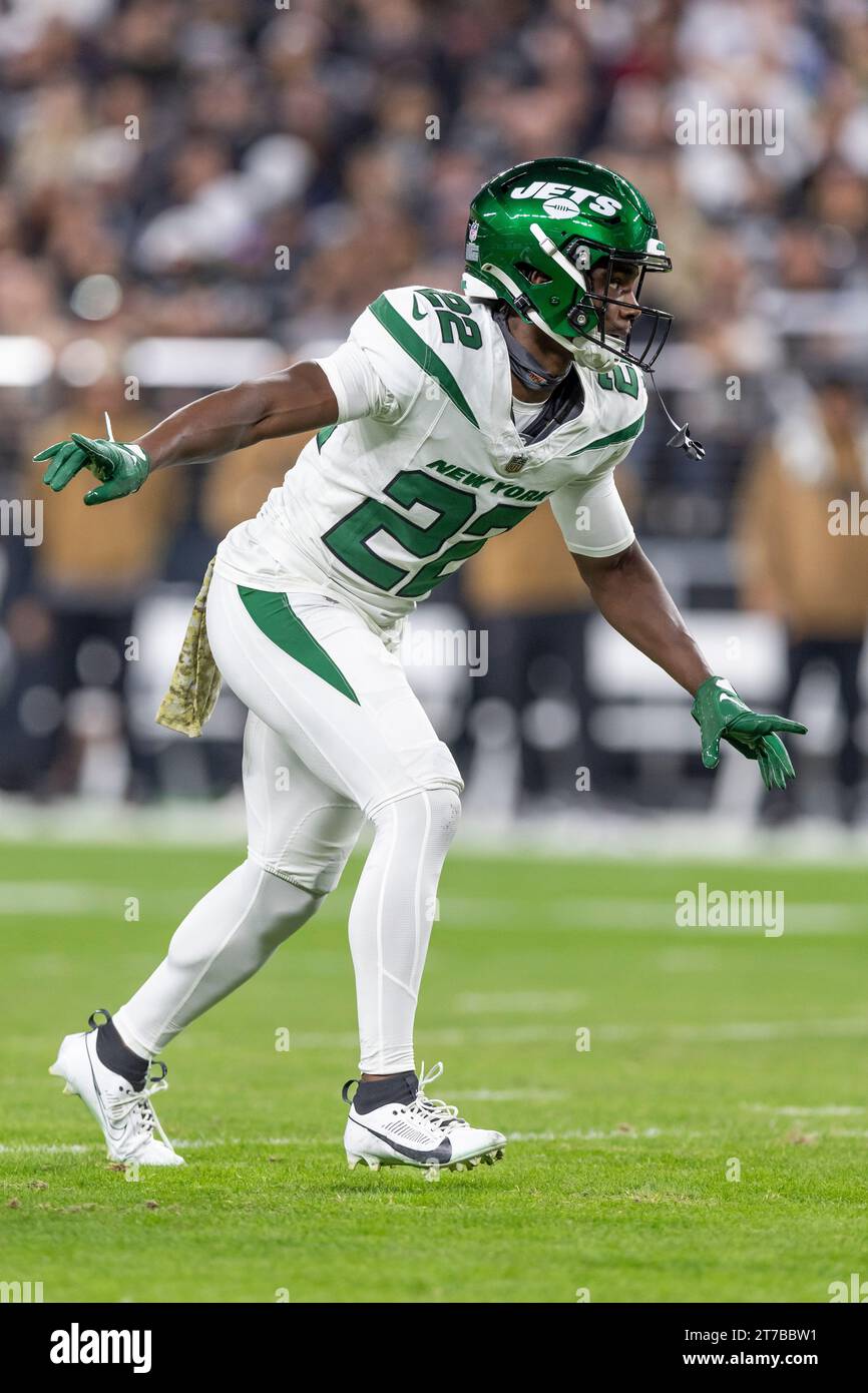 New York Jets safety Tony Adams (22) against the Las Vegas Raiders in ...