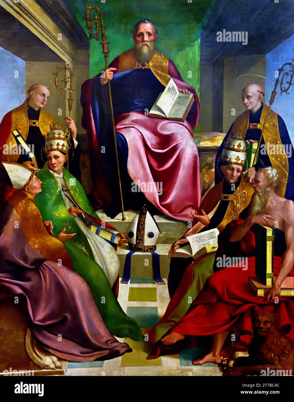 St. Benedict on the Bishop’s Throne Amidst the Doctors of the Church by ...