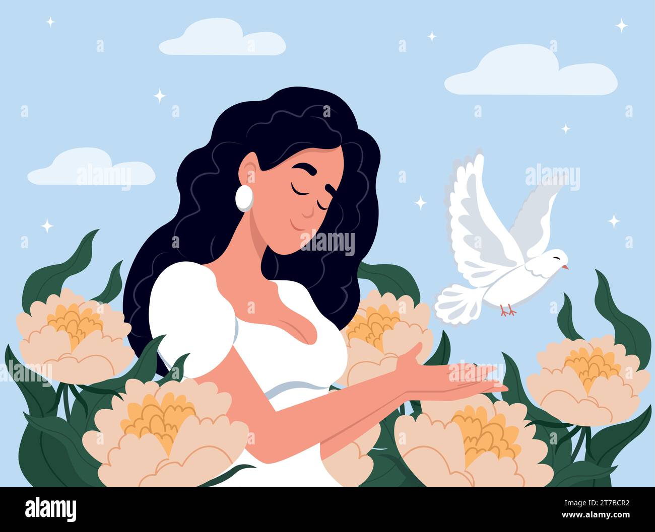 Peace. No war. Vector illustration of doves of peace, poster and banner ...
