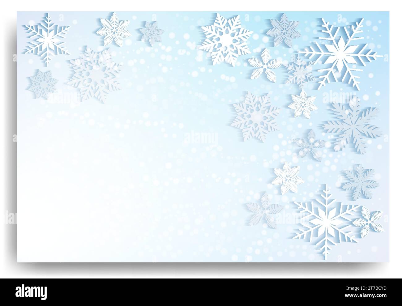 Beautiful falling snowflakes, wallpaper, background with copy space. Winter dust ice particles ...