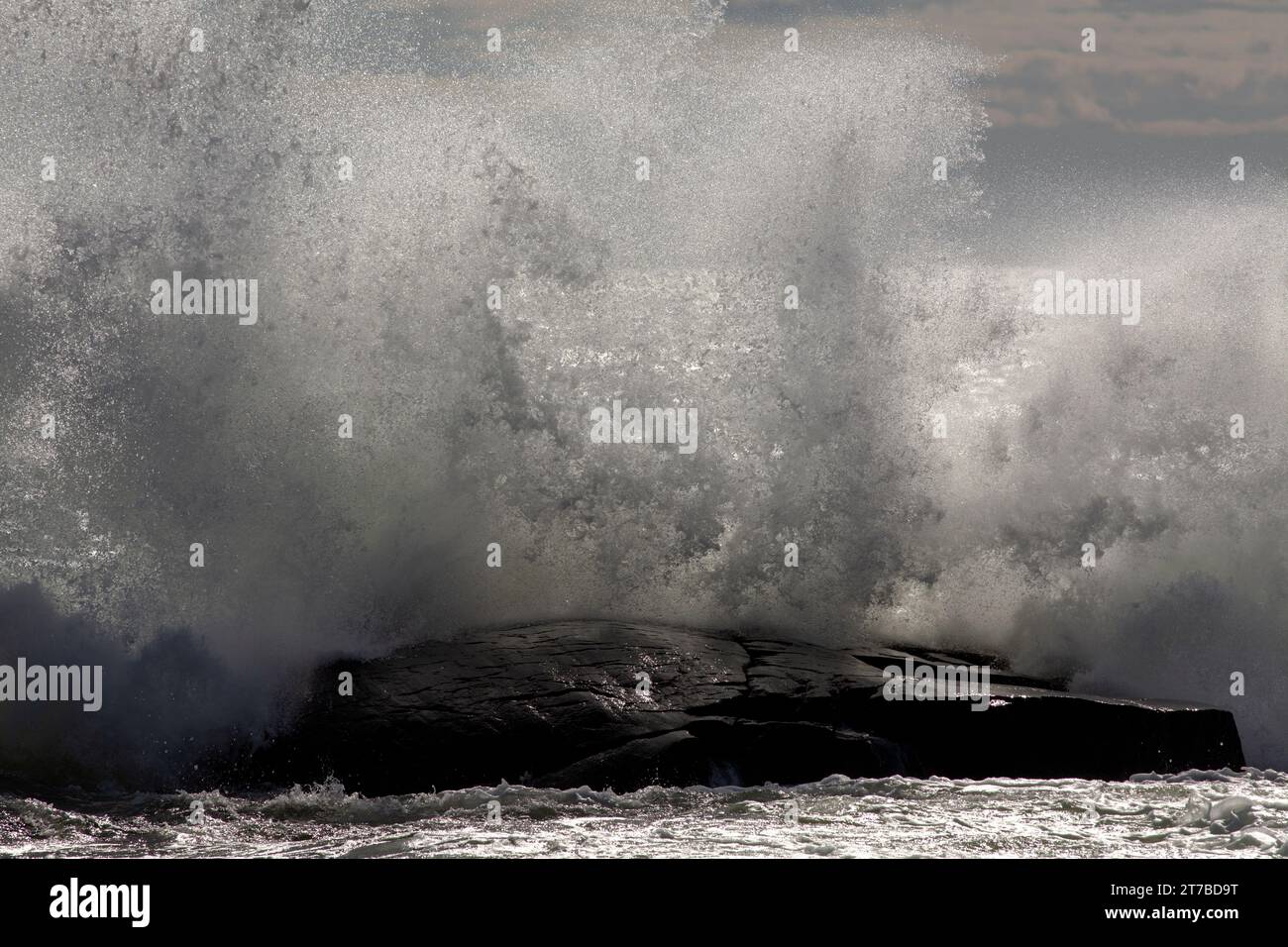 Powerful gale wind along the coastal area. Waves and breakers hit the ...