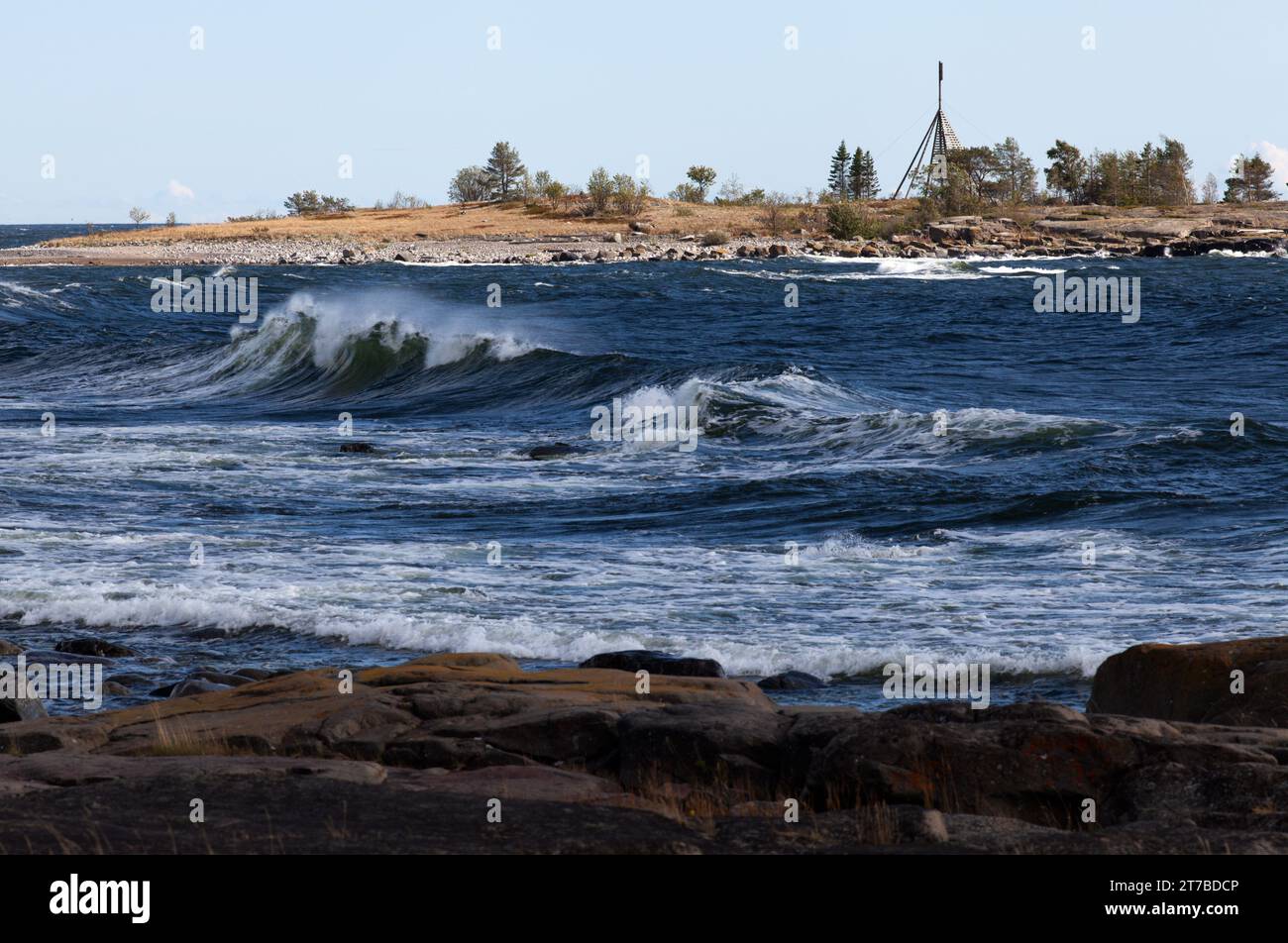 Powerful gale wind along the low country with shallow coastal areas ...