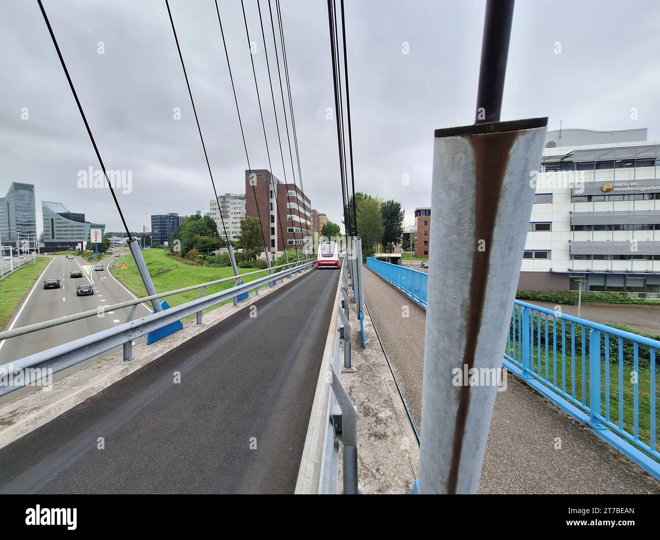 Unmanned mini buses of Transdev at Rivium in Capelle aan den IJssel in ...