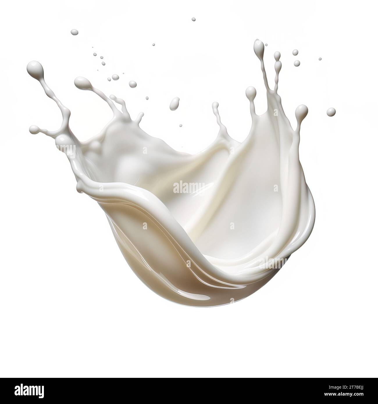 Vivid image capturing a dynamic milk splash, with droplets suspended ...