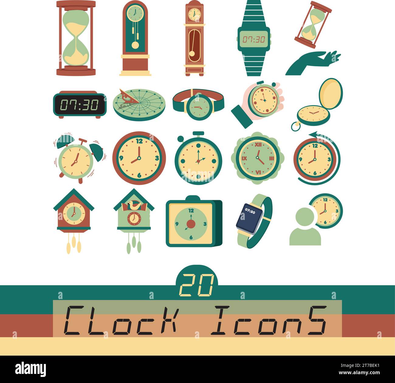 Set Of Different Clock Icons Vector Stock Vector Image And Art Alamy