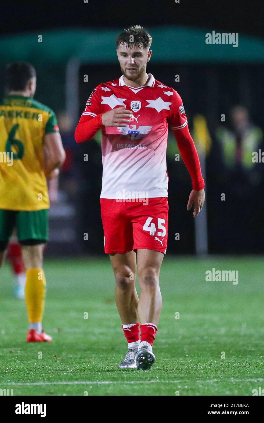 Horsham, UK. 14th Nov, 2023. Barnsley forward John McAtee (45) during ...