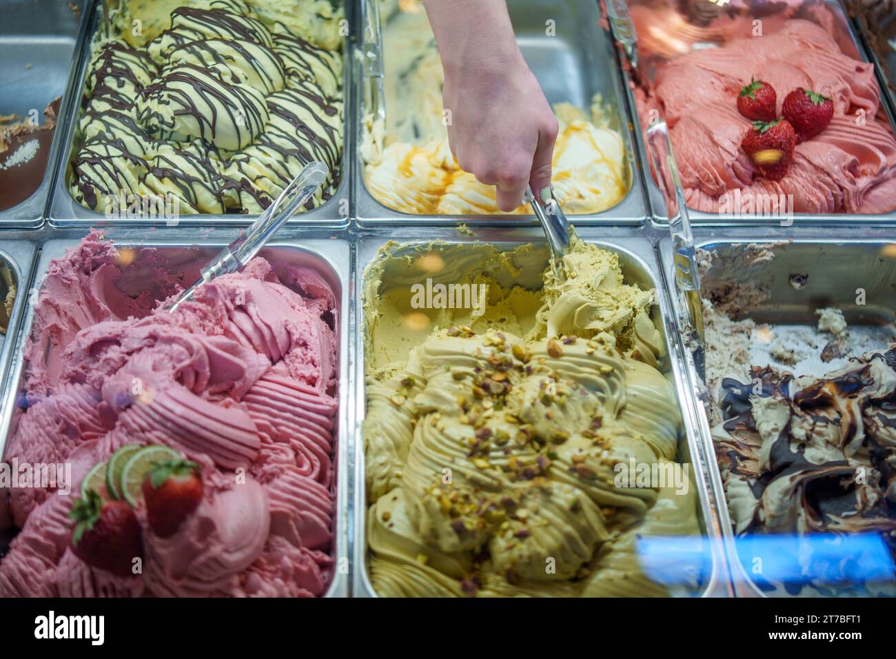 Colourful Ice Cream fridge on shop Stock Photo - Alamy