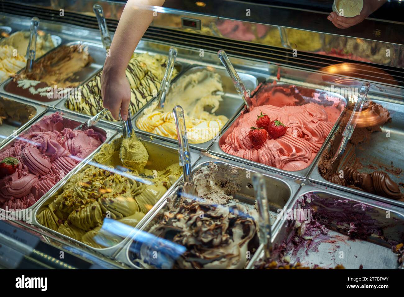 Colourful Ice Cream fridge on shop Stock Photo - Alamy