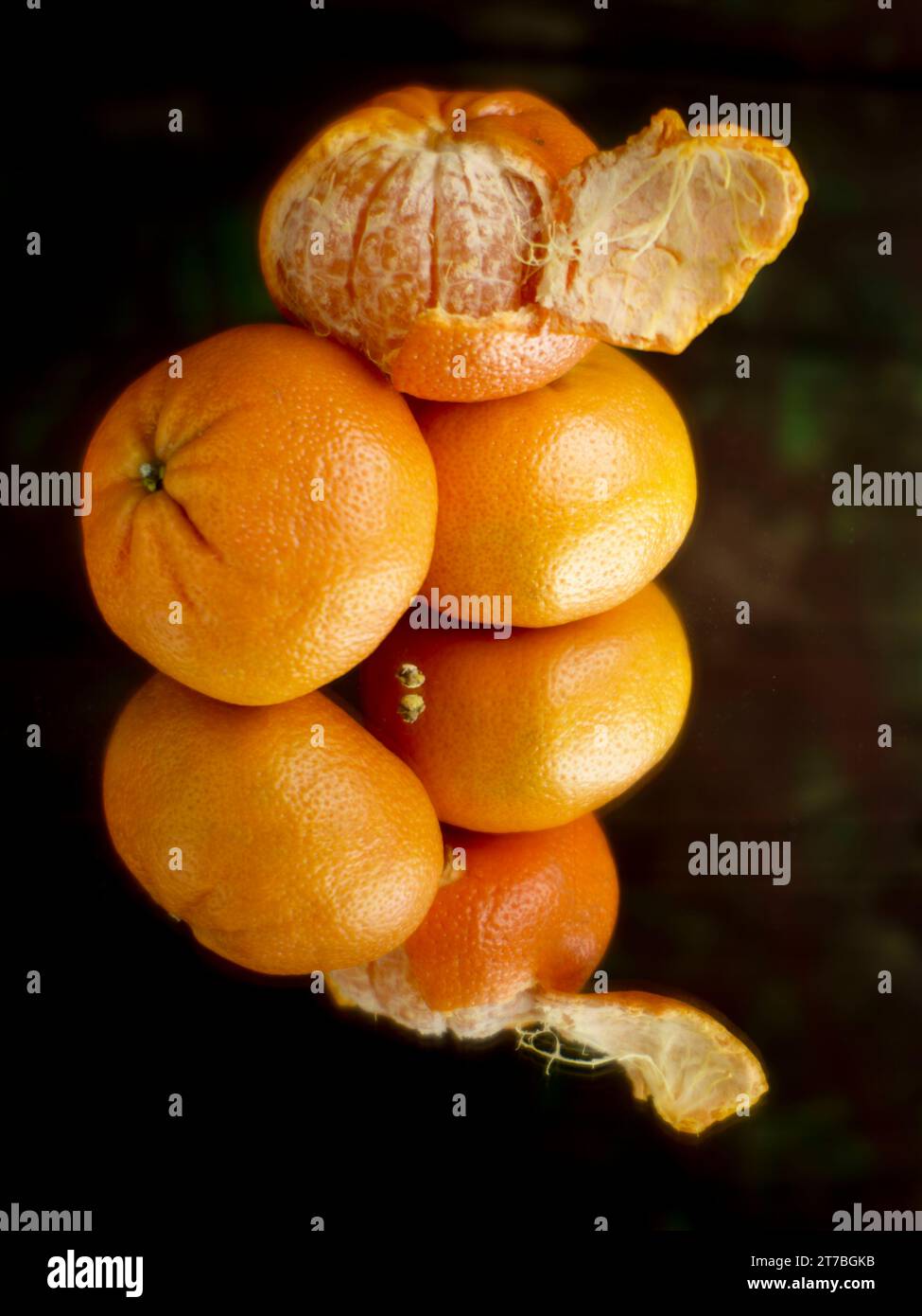 Close up food still life of bright and succulent looking Tangerine ...