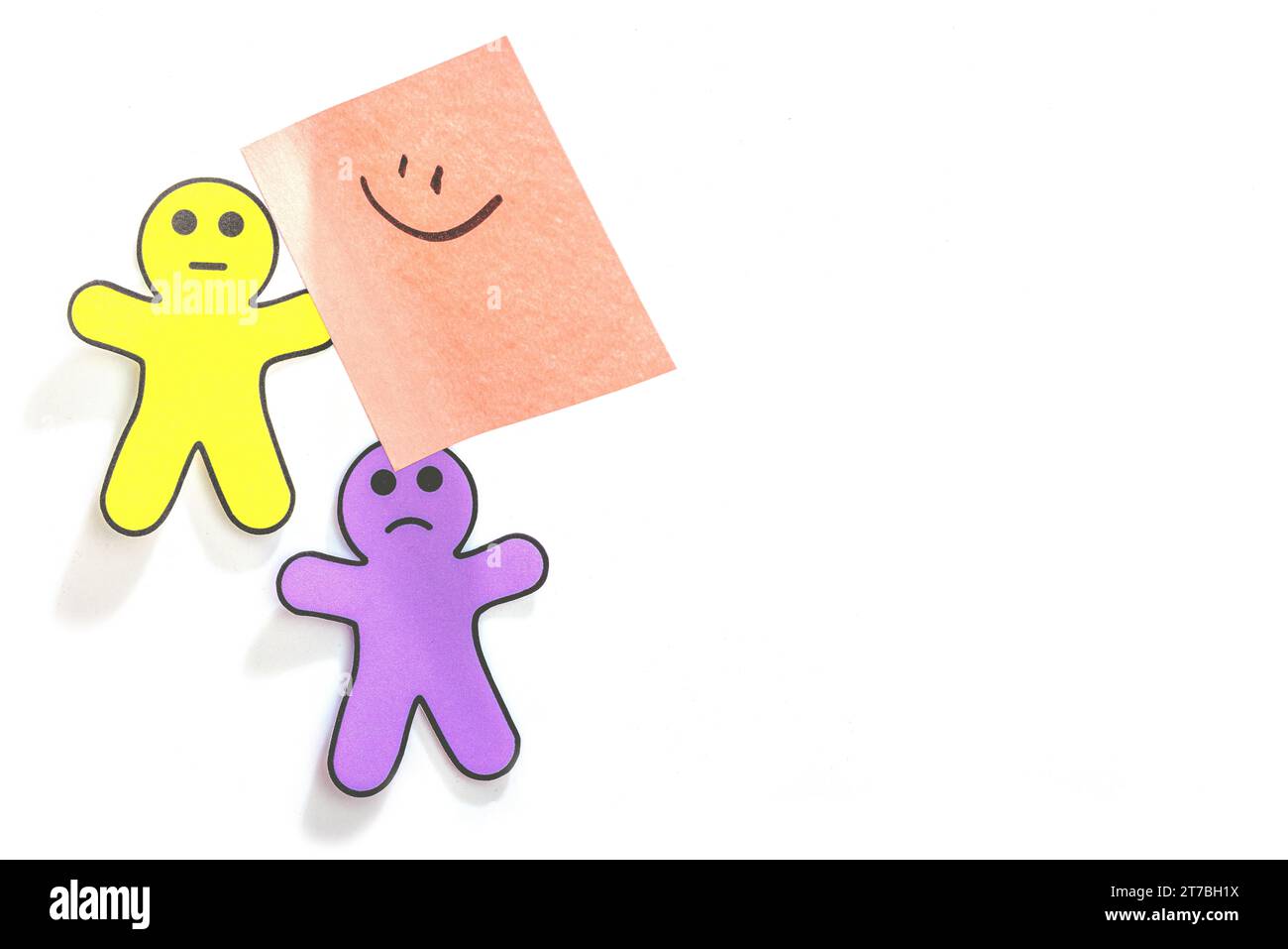 World mental health day. Paper men figures with different emotions ...