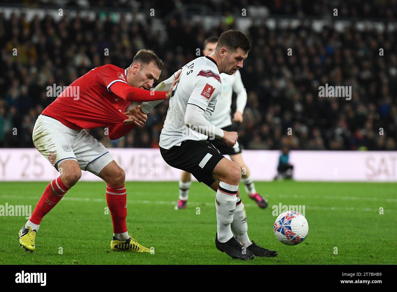 Mickey Demetriou of Crewe Alexandra puts pressure on James Collins of ...