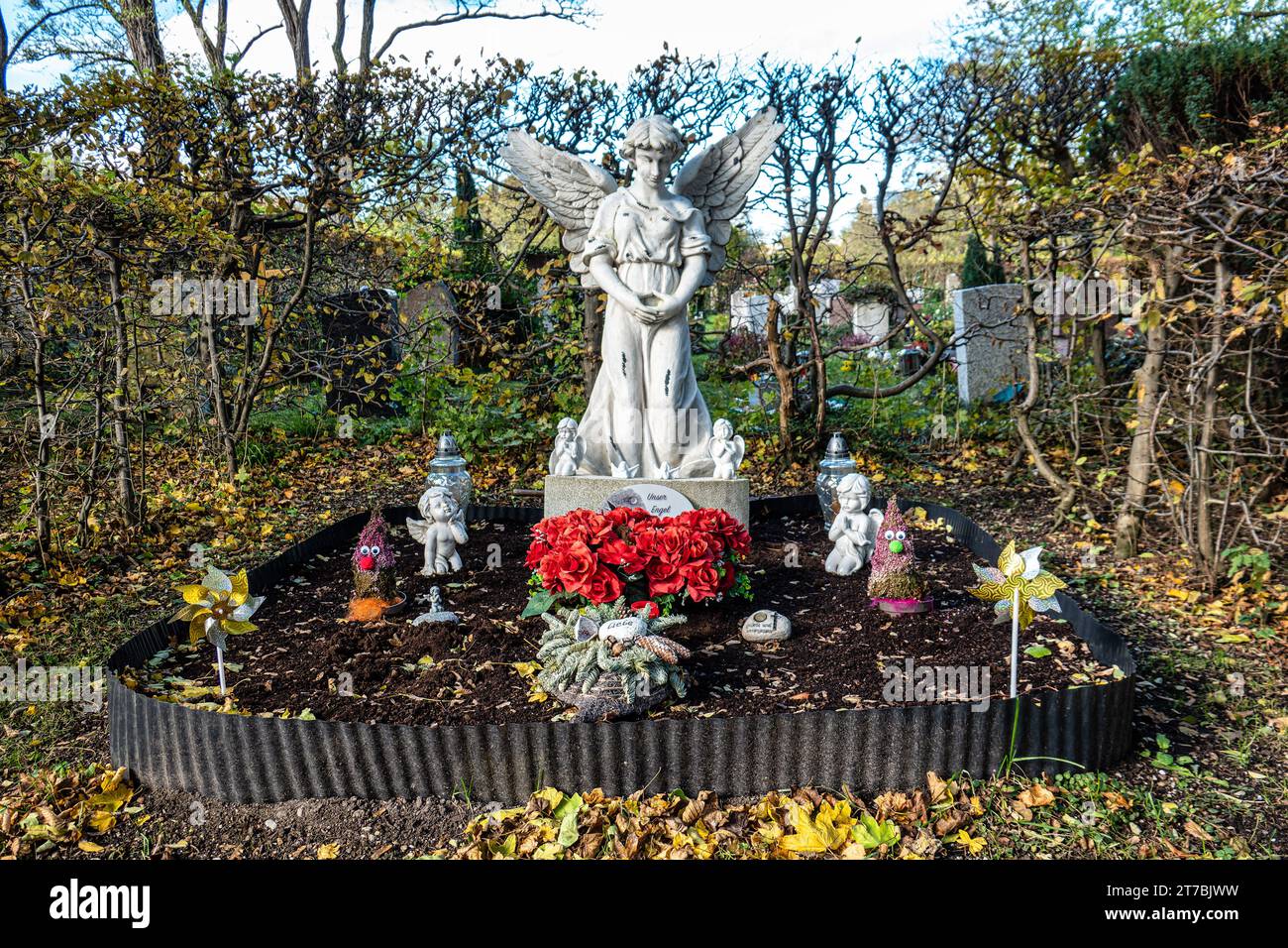 Autumn view of the Nordfriedhof, Northern Cemetery, with 34,000 burial ...