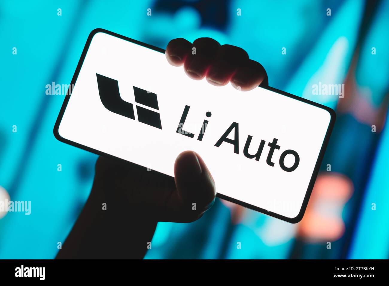 In this photo illustration, the Li Auto logo is displayed on a ...