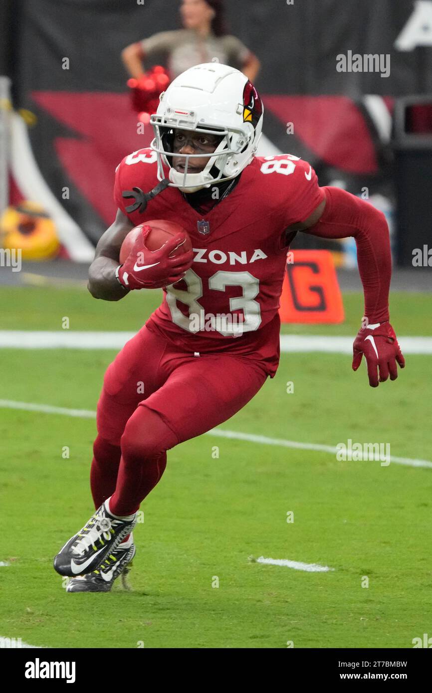 Arizona Cardinals wide receiver Greg Dortch (83) runs the football ...