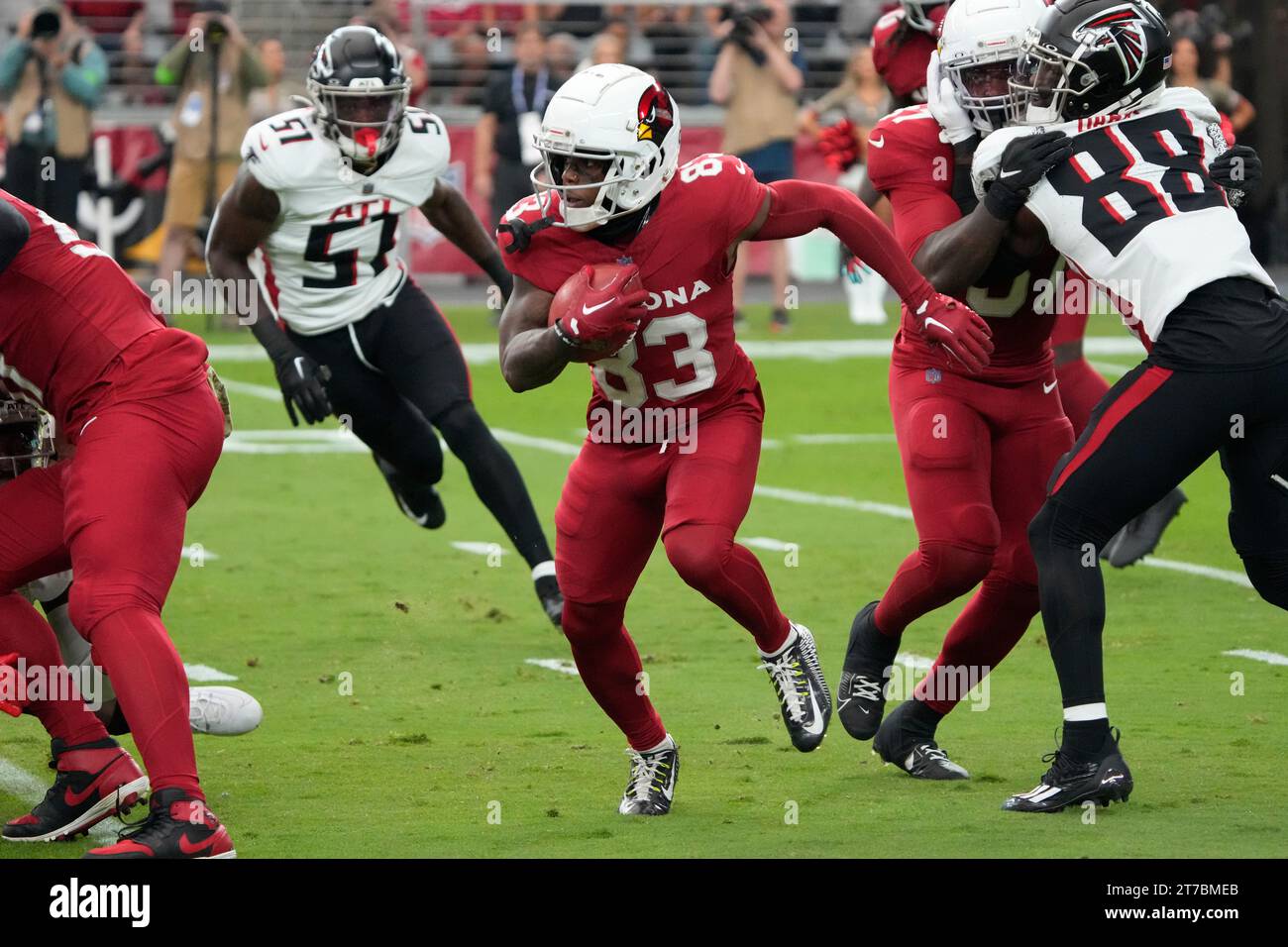 Arizona Cardinals wide receiver Greg Dortch (83) runs the football ...