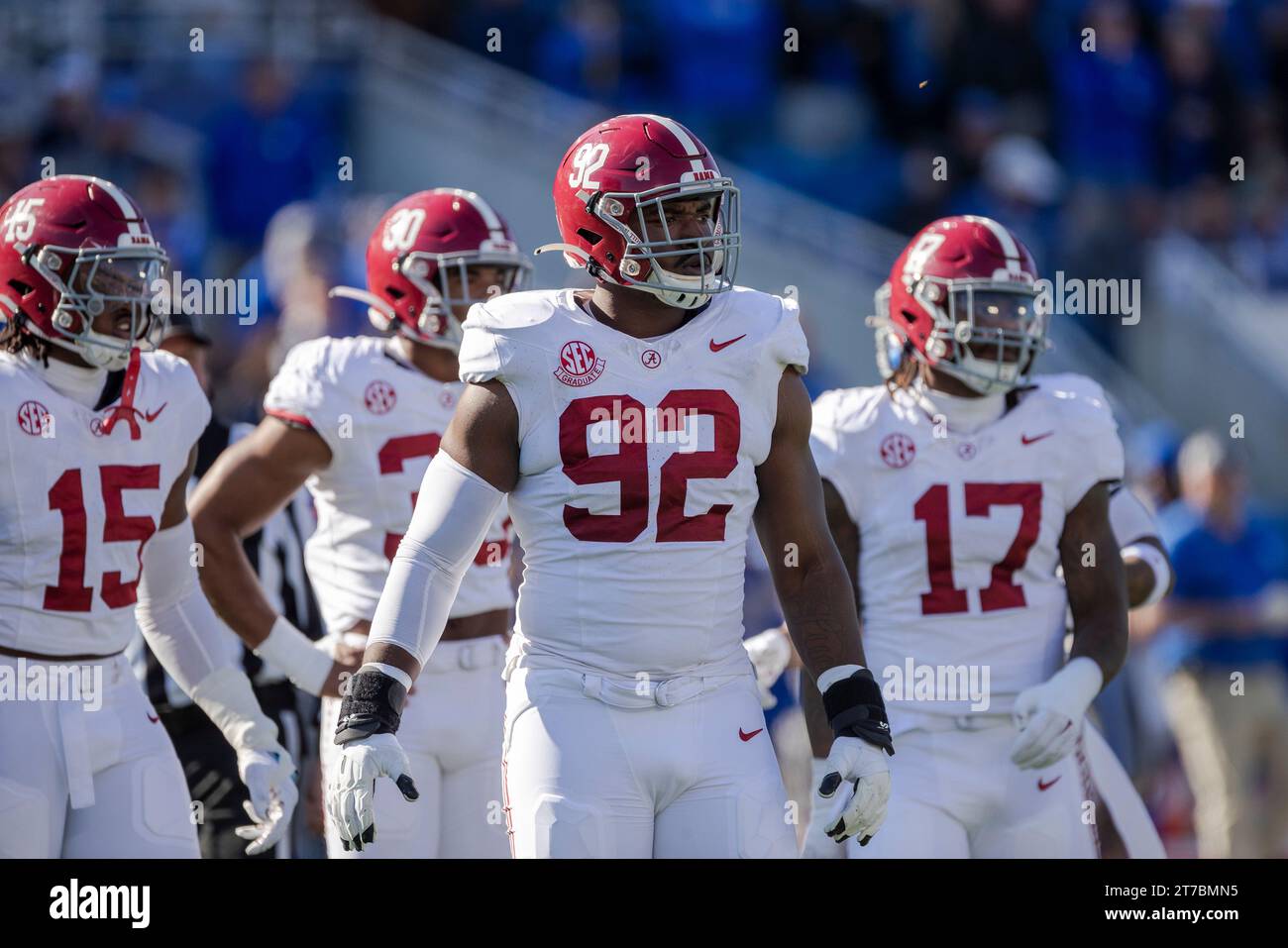 Alabama defensive lineman Justin Eboigbe (92) and defensive personnel ...